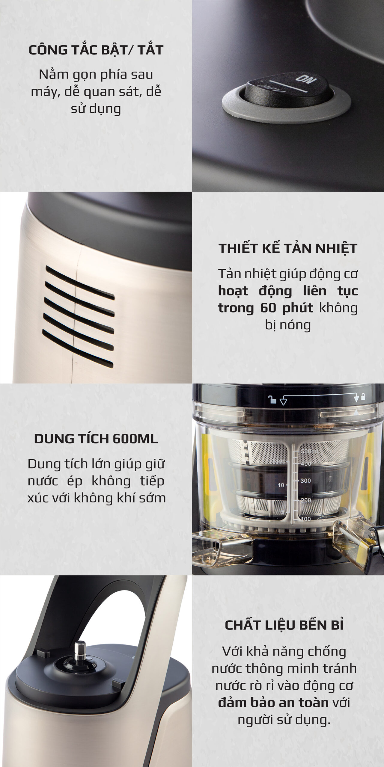 Máy Ép Chậm Cao Cấp OLIVO SJ189 - Máy Ép Chậm Đa Năng 4 IN 1