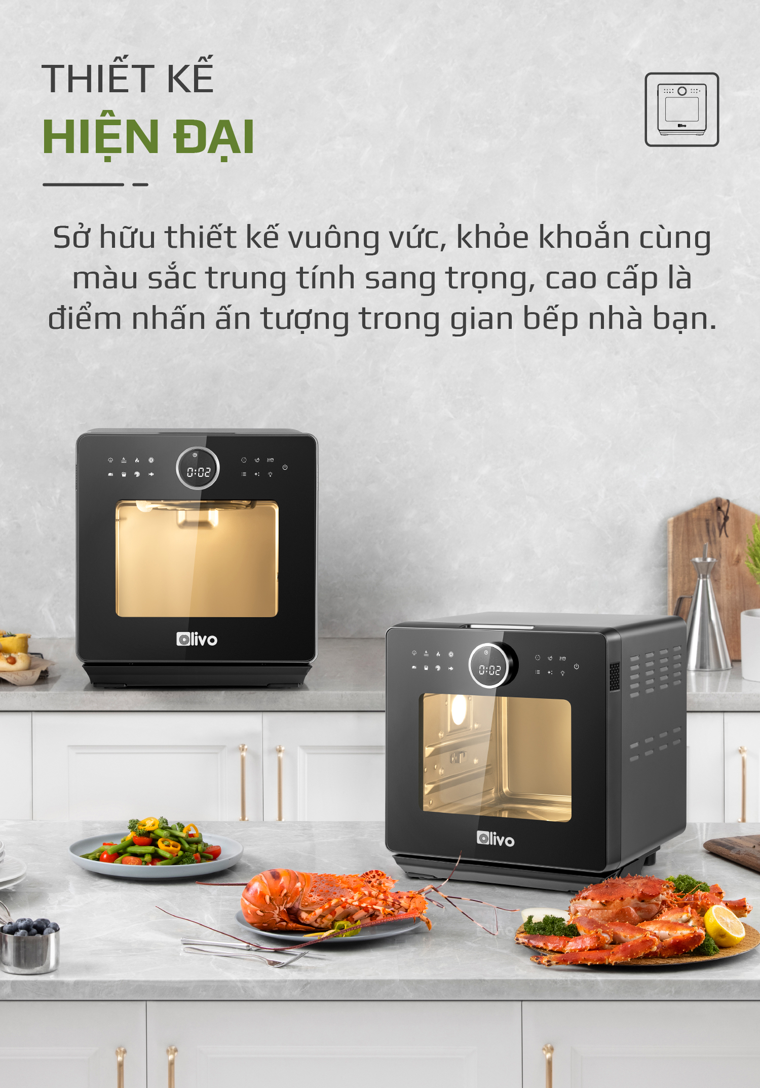 Nồi Chiên Hấp Đa Năng OLIVO SF16 PRO - 56 Chương Trình Cài Sẵn - Dung ...
